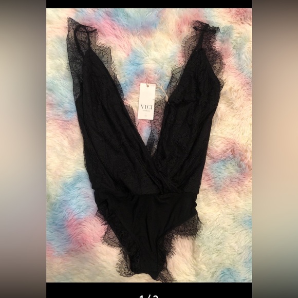 Vici | Tops | Vici Super Deep V Black Lace Bodysuit | Poshmark